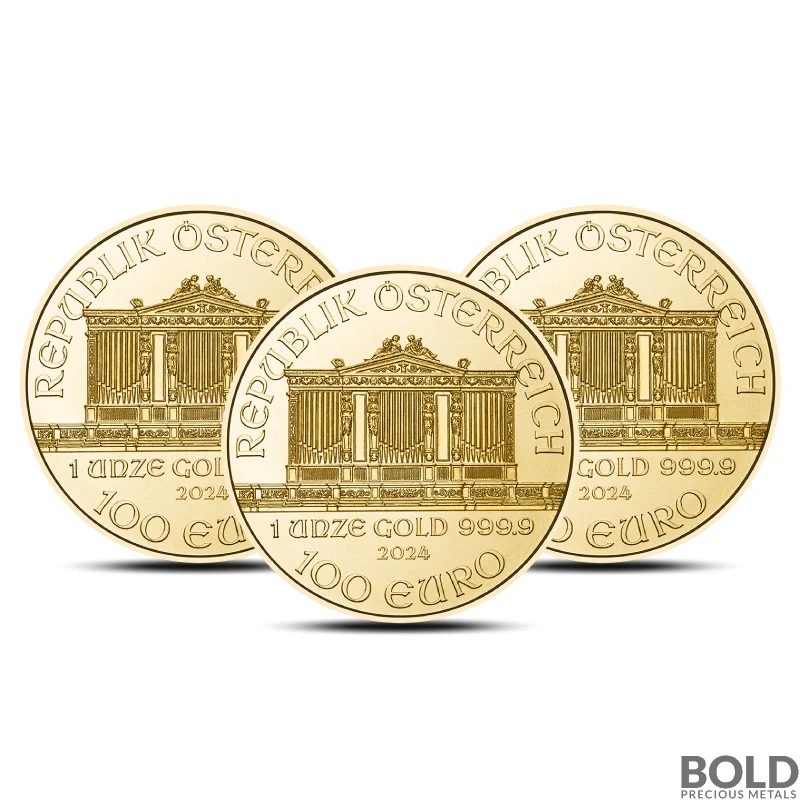 Lot of 3 - 2024 1 oz Austrian Gold Philharmonic Coin (BU)